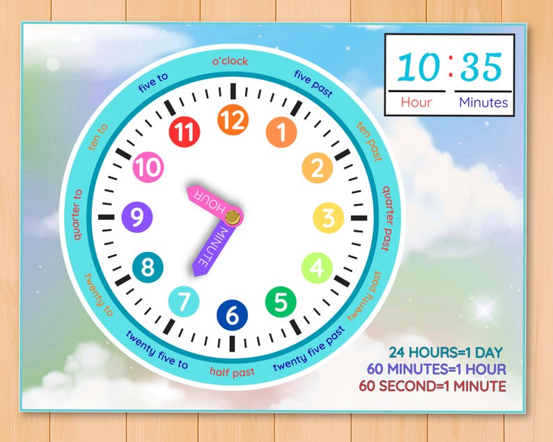 Telling Time Clock Activity, Preschool Oclock Learning, Educational ...