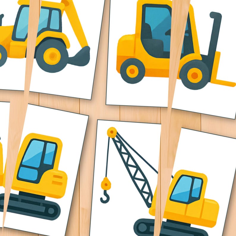 Vehicle Matching Puzzle, Printable Montessori, Truck Activity, Learn ...