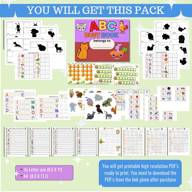 ABC Busy Book Printable for Preschool, Alphabet Matching & Tracing ...