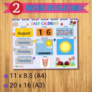 Printable Calendar for Kids Montessori Homeschool Preschool Calendar ...