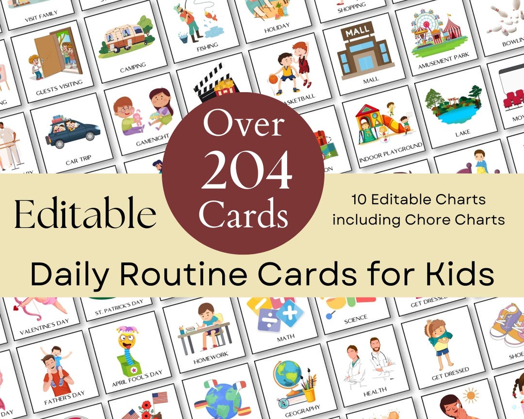 Daily Routine Cards Editable Routine Chart for Toddlers Daily Rhythm ...