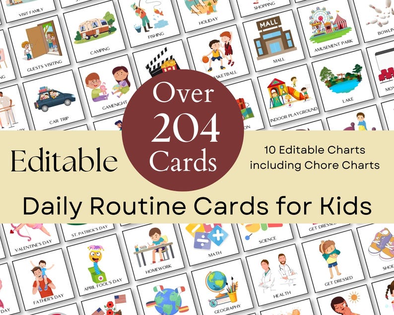 Daily Routine Cards Editable Routine Chart for Toddlers Daily Rhythm ...