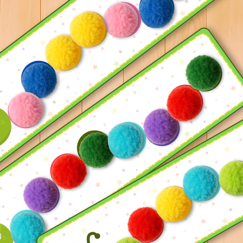 Caterpillar Pom-pom Pattern Activity, Color Matching Game, Fine Motor ...