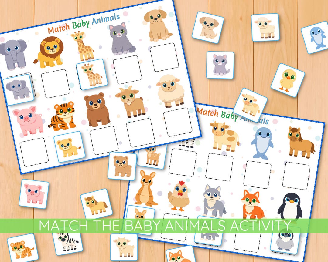 Animal and Their Babies Match Activity, Mother and Baby Animals ...