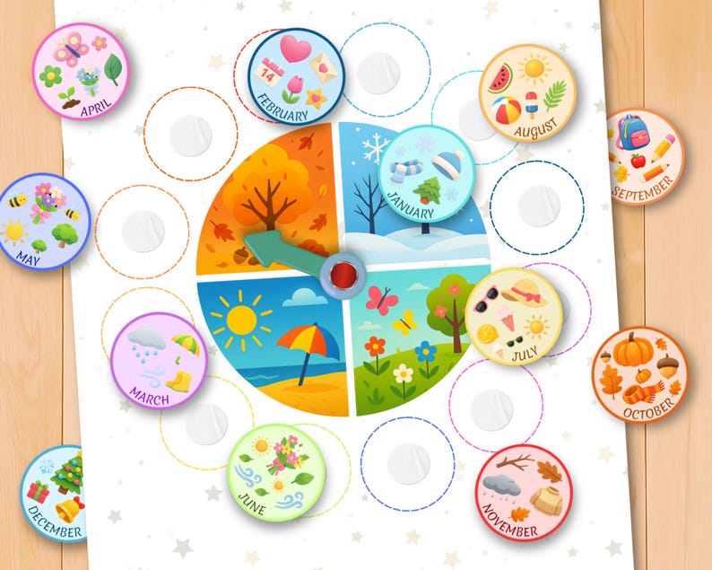 Seasons and Months Wheel Activity, Sheet Perpetual Calendar, Season ...