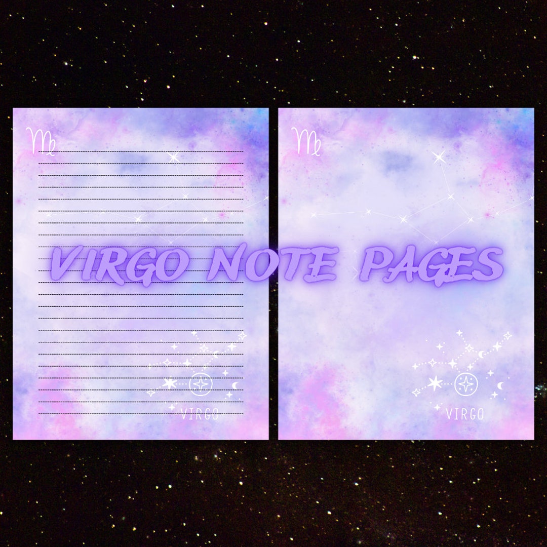 Printable Virgo Writing Paper Set, Colorful Zodiac Stationery 12 Sign ...