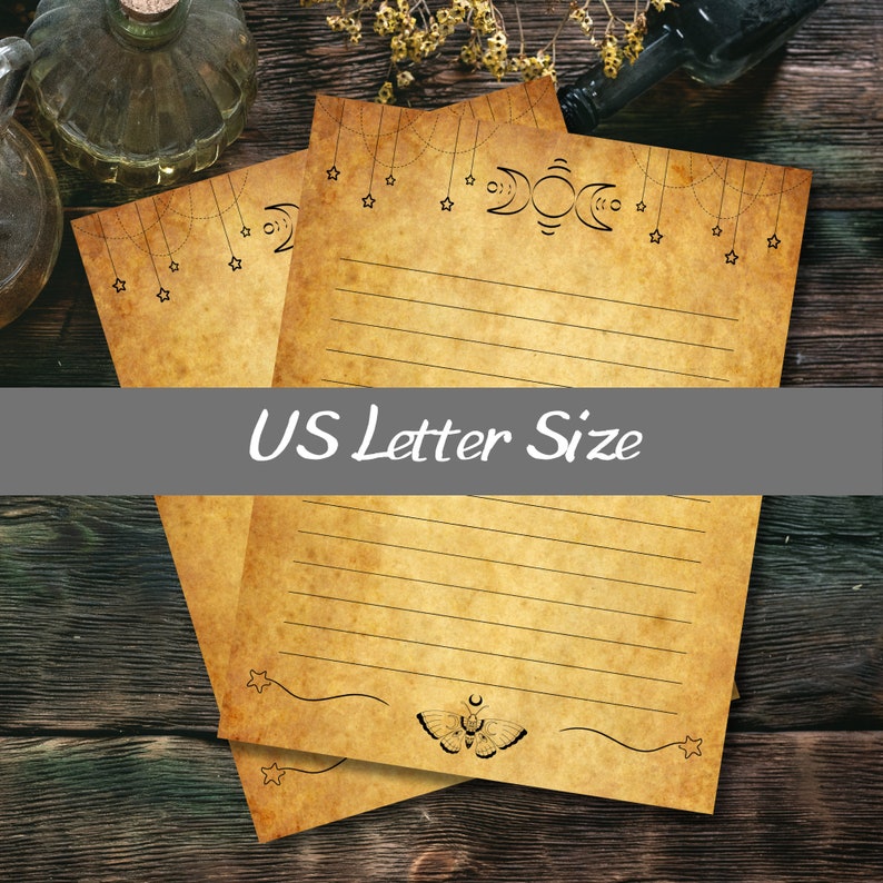 Printable Vintage Witchy Writing Paper Set, Lined and Unlined Journal ...