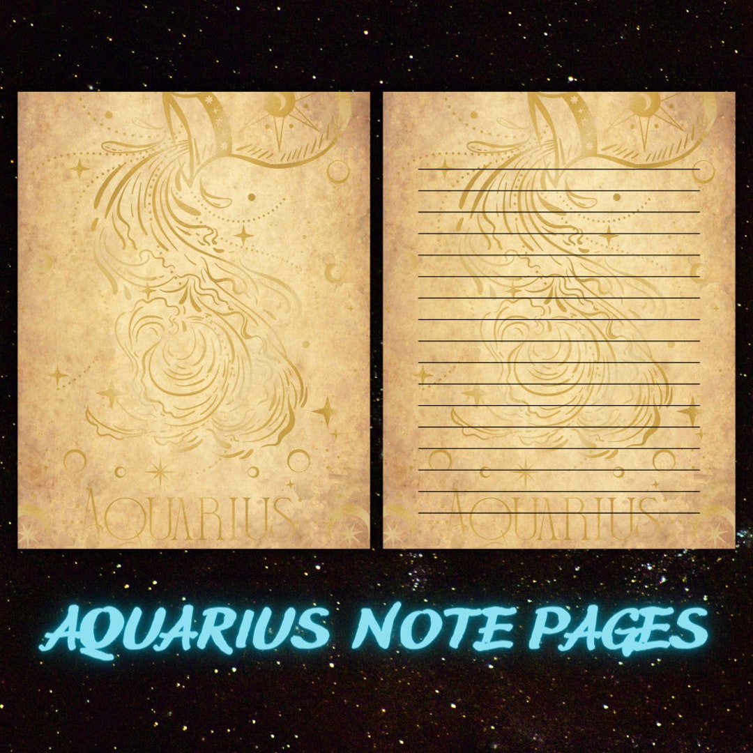 Vintage Aquarius Letter Paper, Printable Zodiac Stationery Gift ...