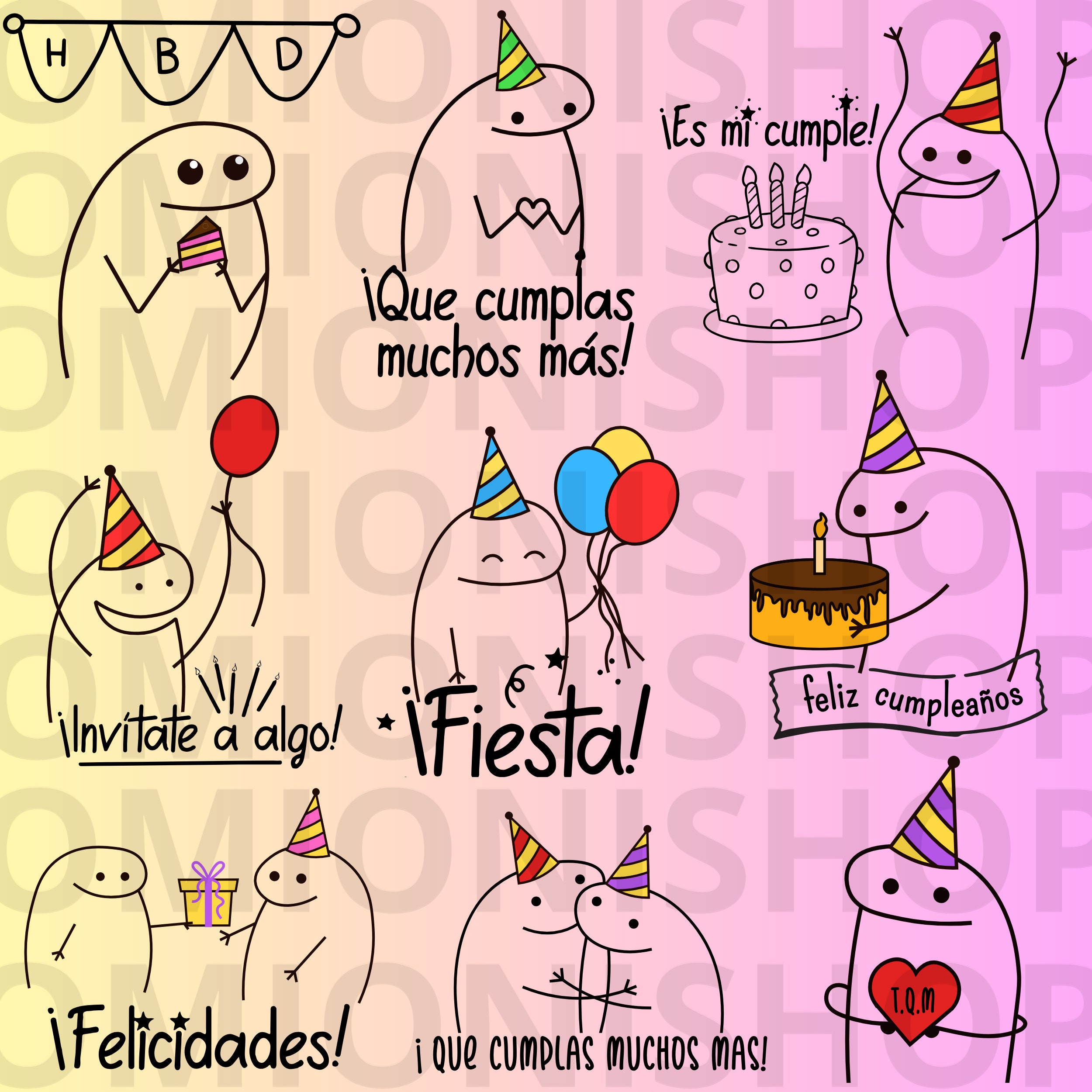 Flork Feliz Cumpleaños, Regalo, Cumpleaños, 9 Plantillas, SVG, PNG ...