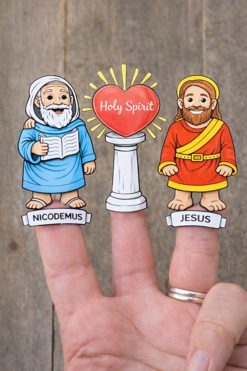 Nicodemus Bible Story Finger Puppets | Jesus & Holy Spirit Craft ...