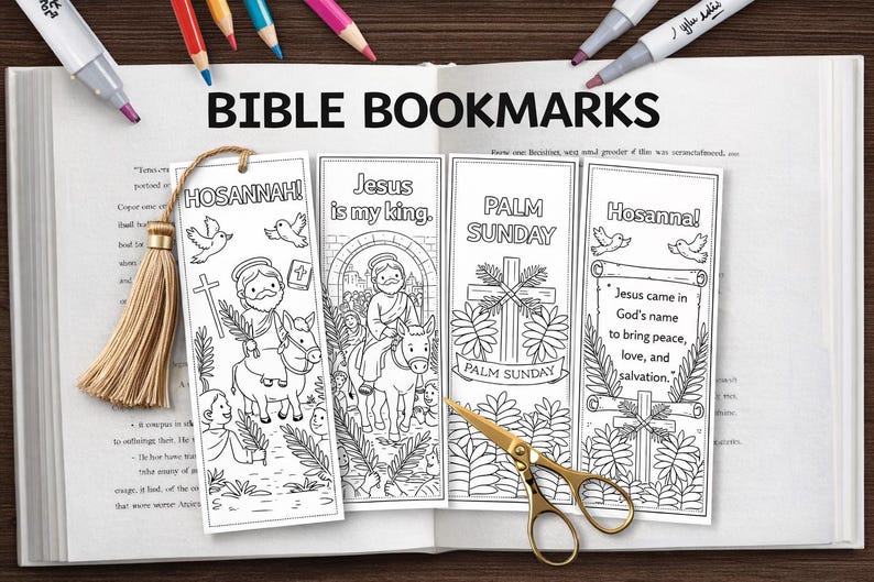Palm Sunday Bible Bookmarks – Coloring Bookmarks for Kids (digital ...