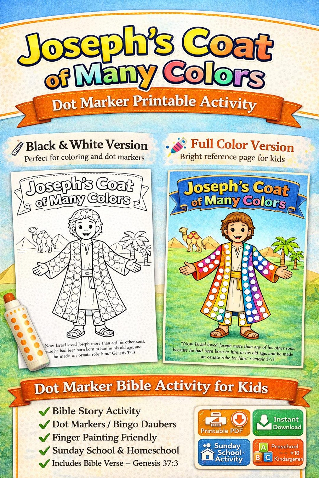 Joseph’s Colorful Coat Dot and Coloring | Joseph's Coat of Many Colors ...