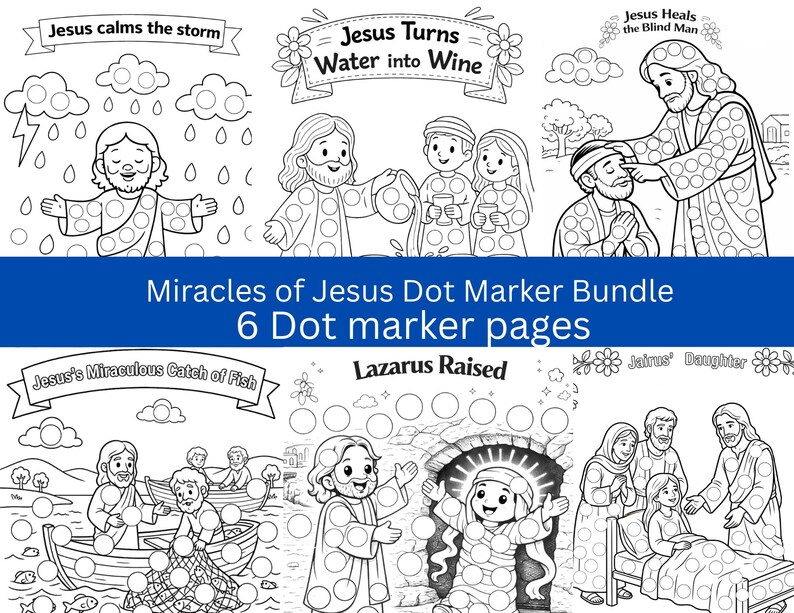 Miracles of Jesus Dot Marker Bundle | Bible Story Crafts| Sunday School ...