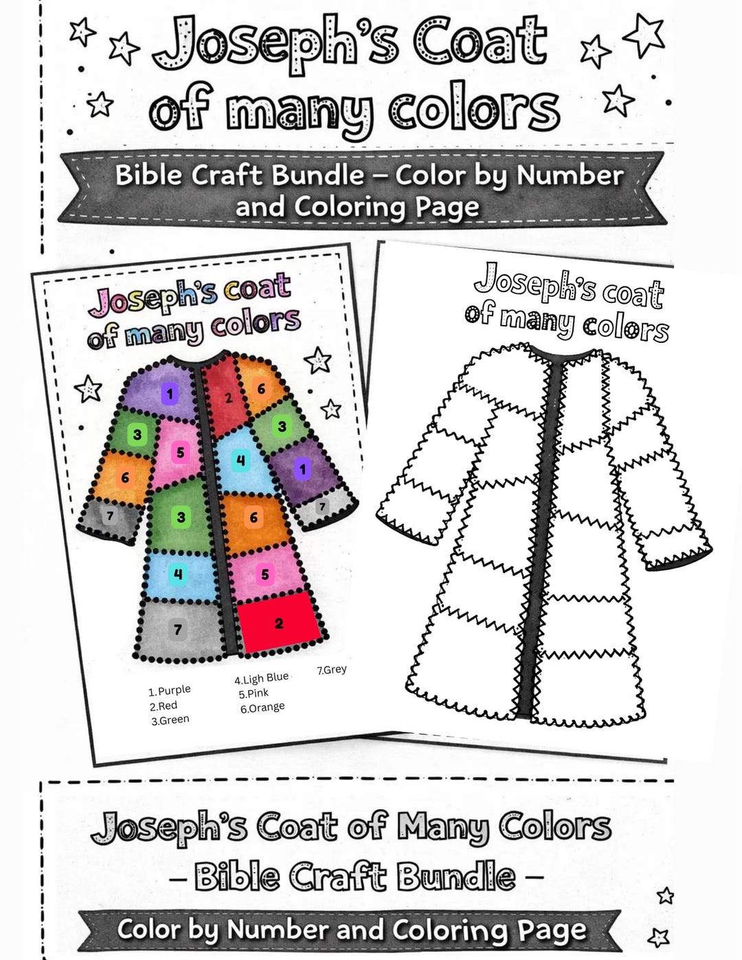 Joseph's Coat of Many Colors Bible Craft | Color by Number & Coloring ...