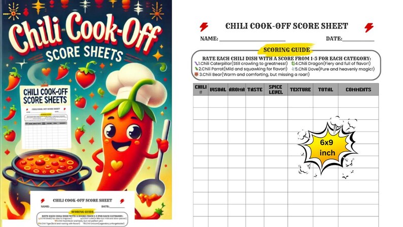 Chili Cook-off Score Sheets With Funny Scoring Guide-bundle - Etsy