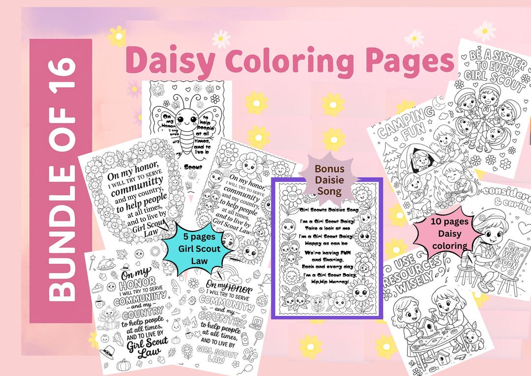 Daisy Girl Scout Coloring Pages Bundle – Law & Song (printable) - Etsy