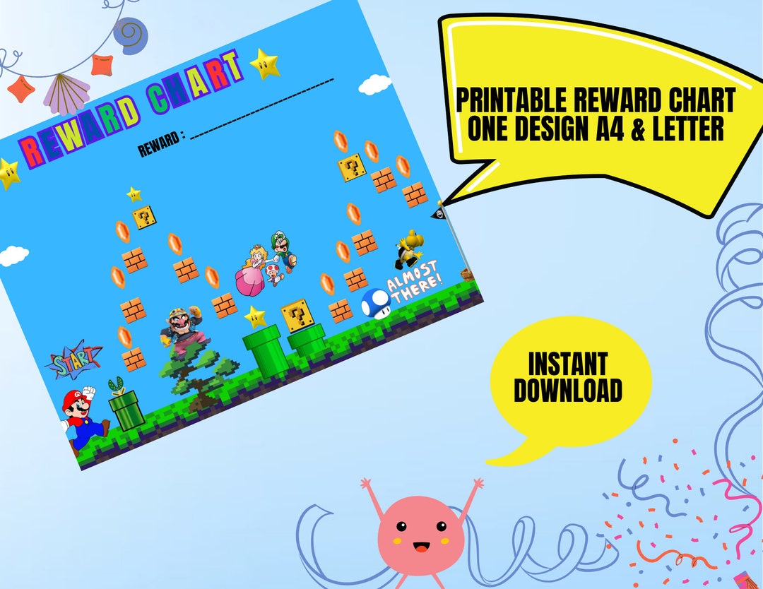 Buy SUPER MARIO Reward Chart Printable Mario Behavior Chart Daily Chore ...