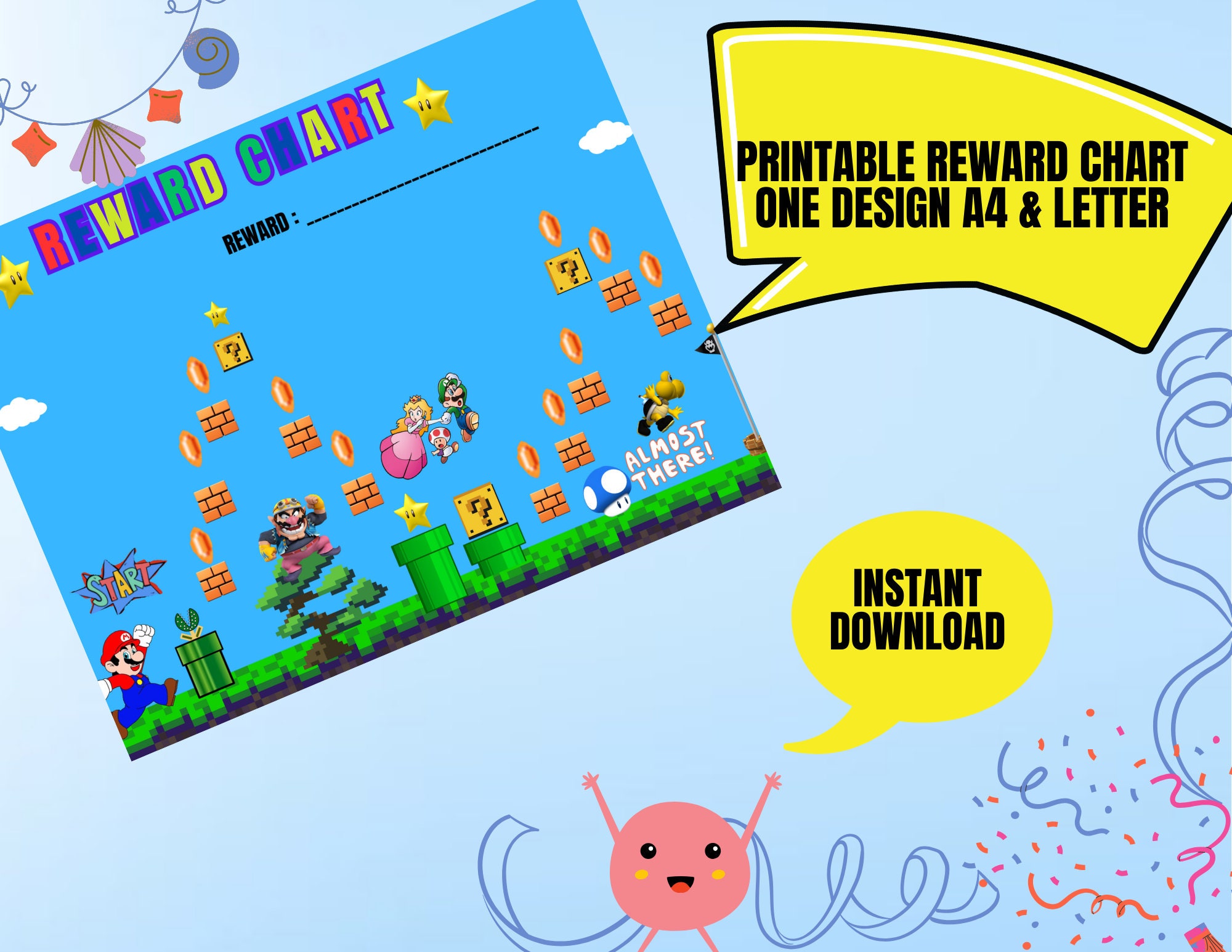 Super Mario Reusable Reward Chart Behavior Chart Chore Chart Stylo ...