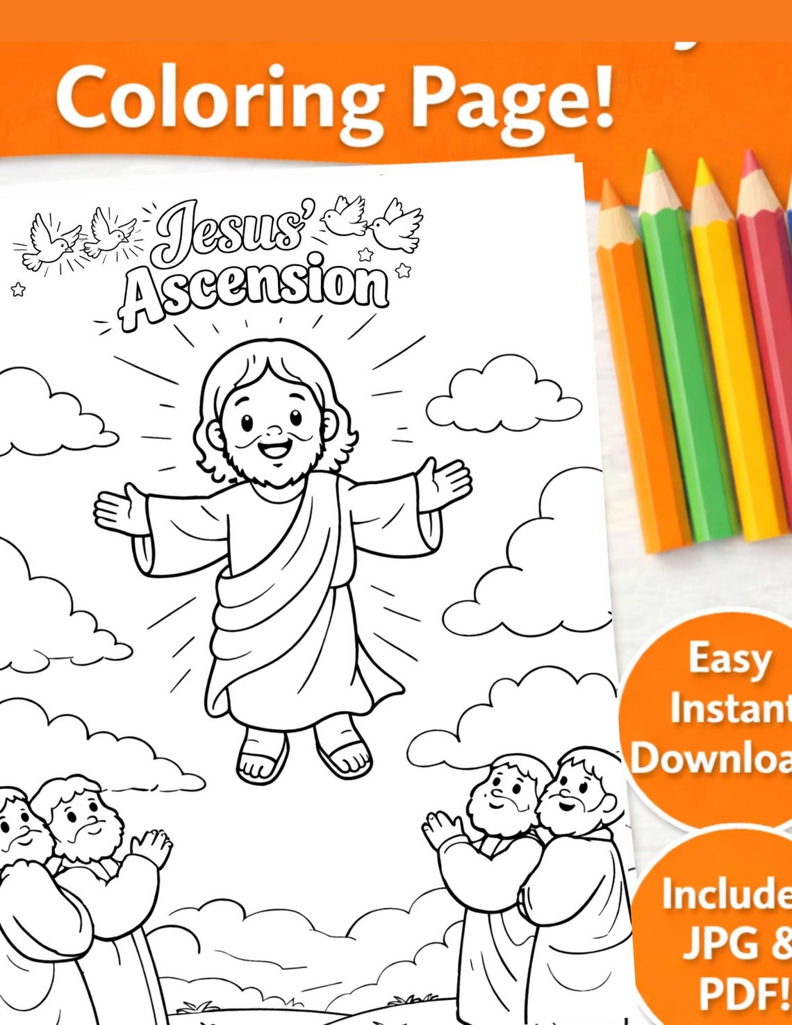 Jesus Ascension Coloring Page | Holy Week Bible Activity for Kids ...