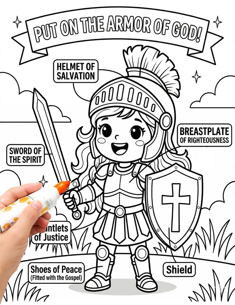 Armor of God Coloring Pages | Boy and Girl Knight Coloring Craft ...
