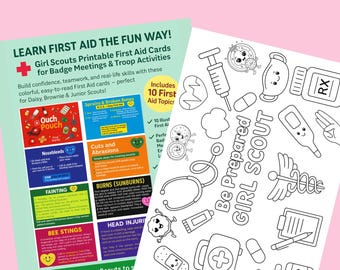 Girl Scouts First Aid Kit Cards - Badge Meeting Activity - Instant ...