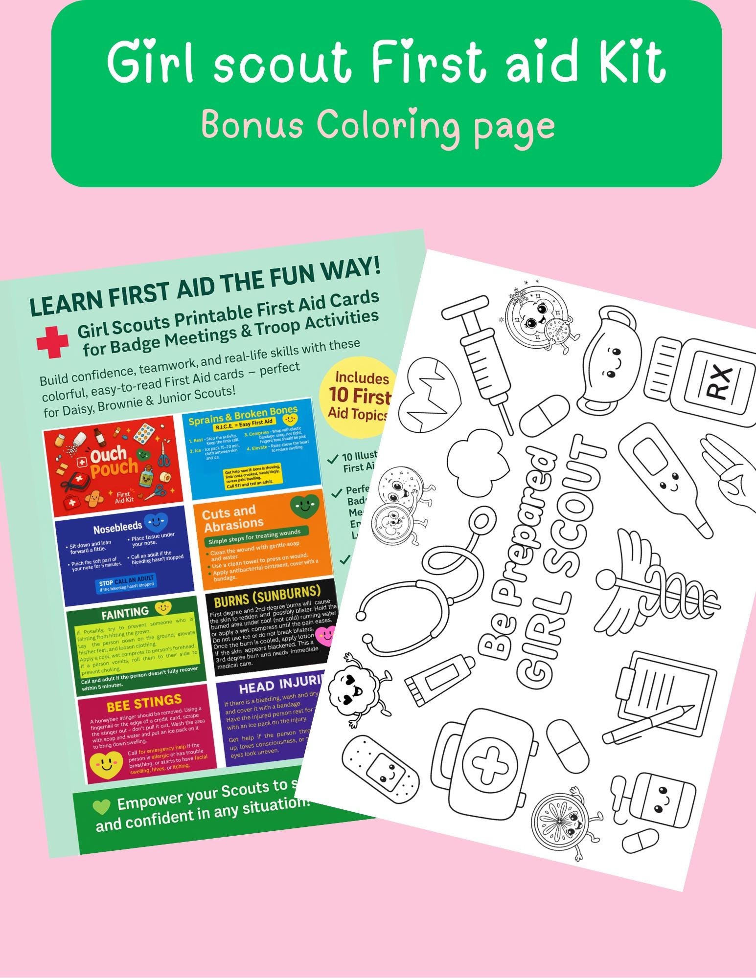 Girl Scouts First Aid Kit Cards - Etsy