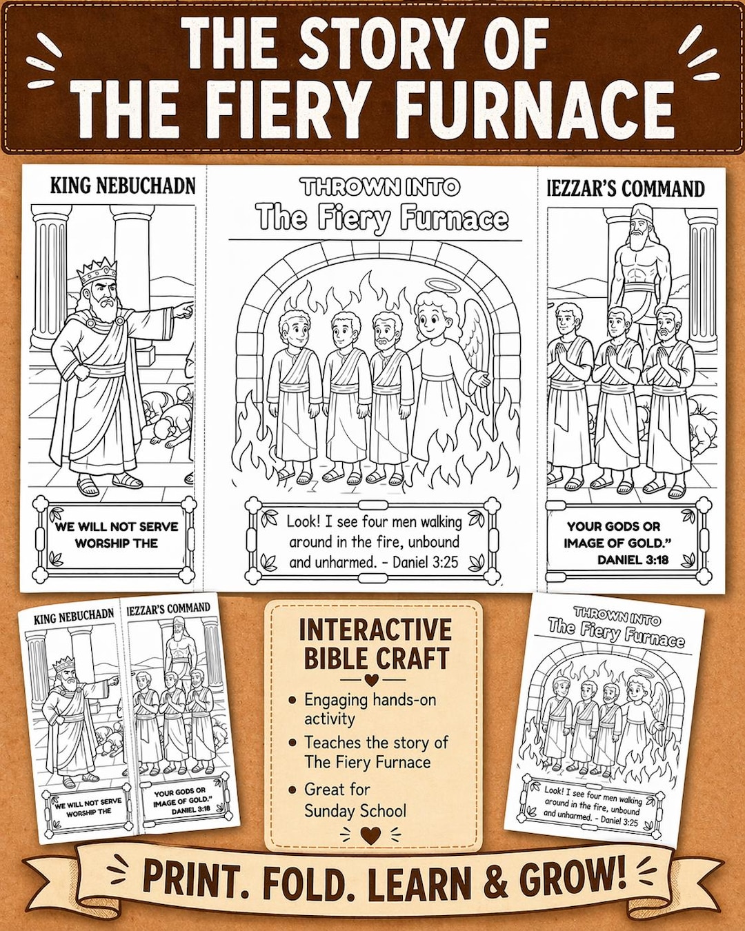The Fiery Furnace Craft Foldable | Bible Story Activity for Kids| Bible ...