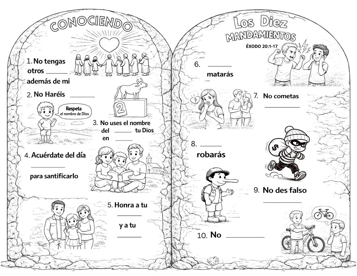 Colorea Tu Propio Póster “todo Sobre Los Diez Mandamientos ...