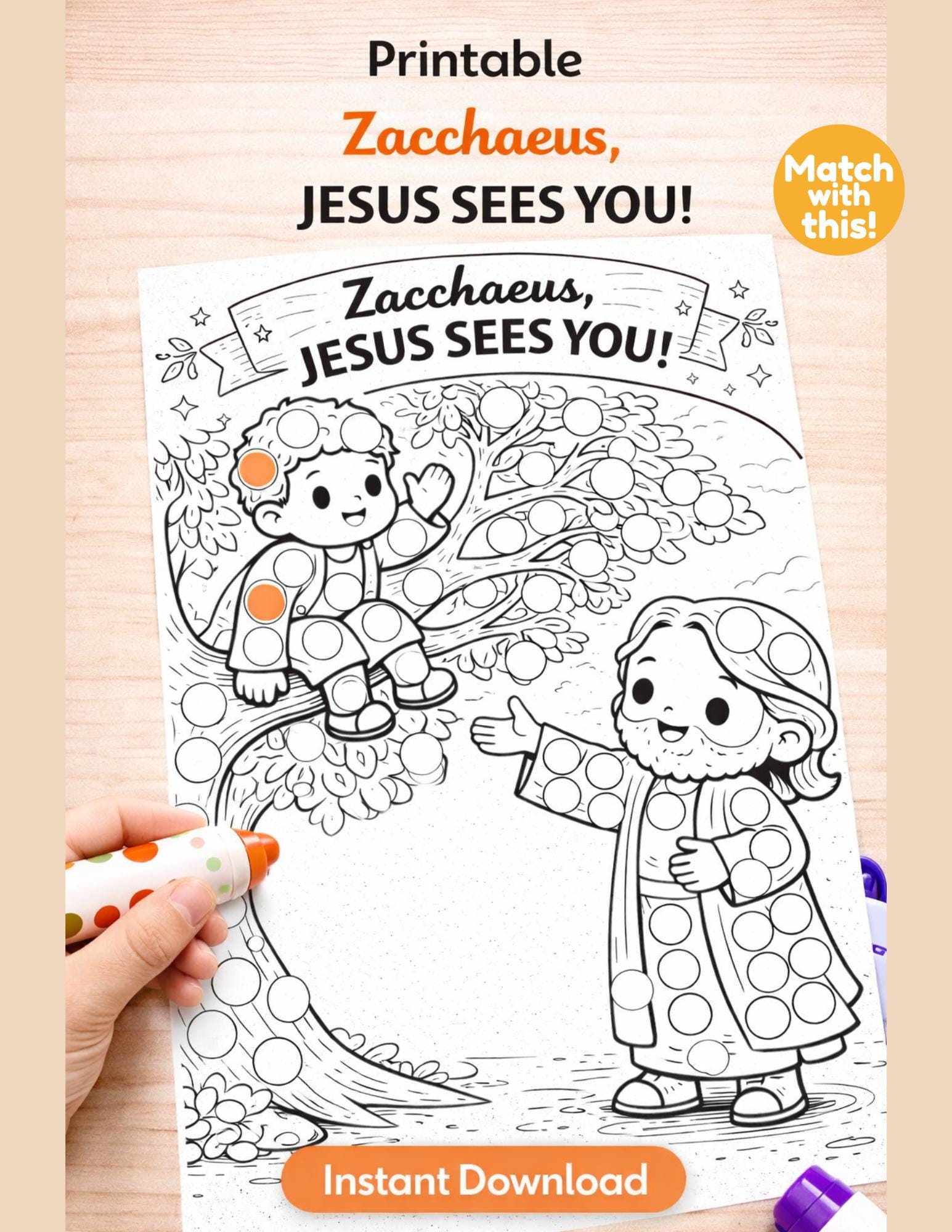 Adam and Eve Dot Marker Printable | Garden of Eden Bible Craft (digital ...
