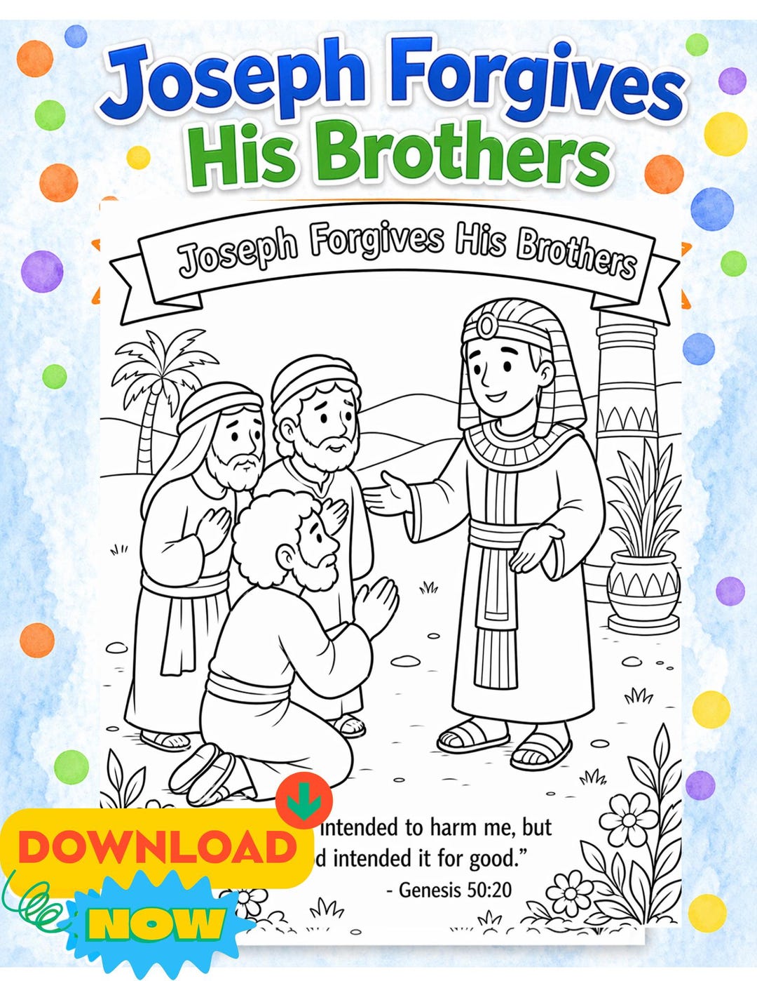 Joseph Forgives His Brothers Coloring Page , Joseph Craft , Bible Story ...