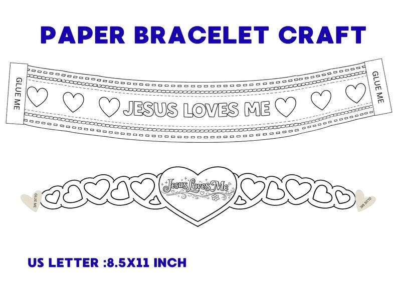 Jesus Loves Me Paper Bracelet Craft Printable | Bible Coloring Bracelet ...