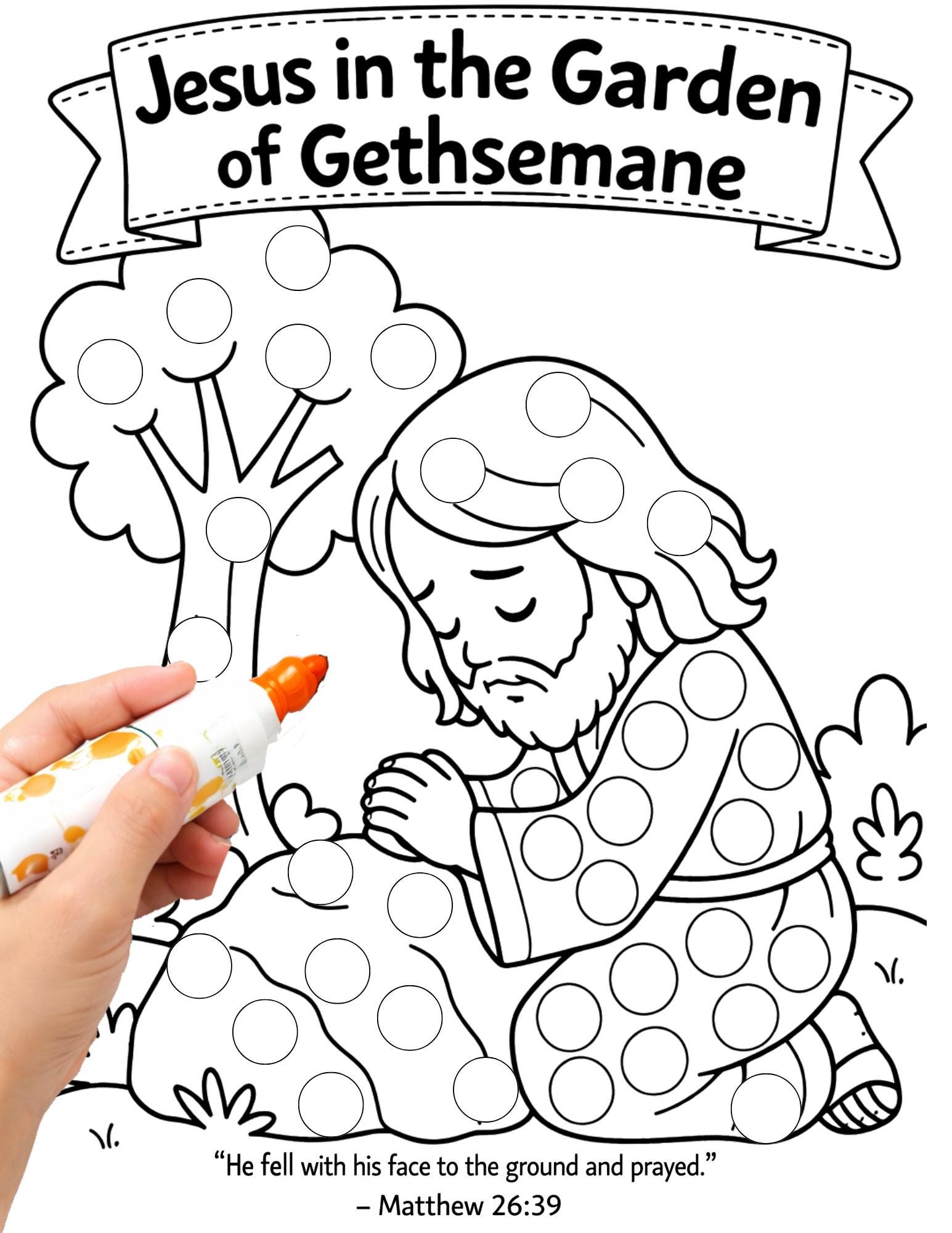 Jesus in the Garden of Gethsemane Dot Printable | Bible Activity for ...