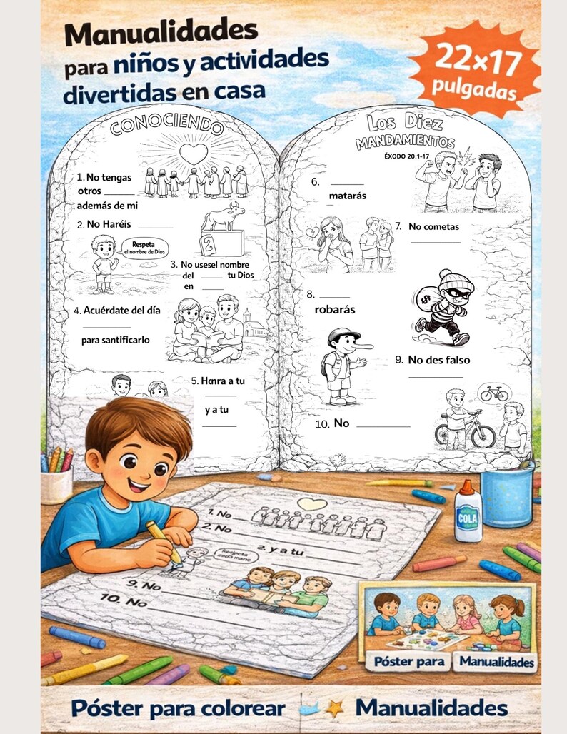 Colorea Tu Propio Póster “todo Sobre Los Diez Mandamientos ...