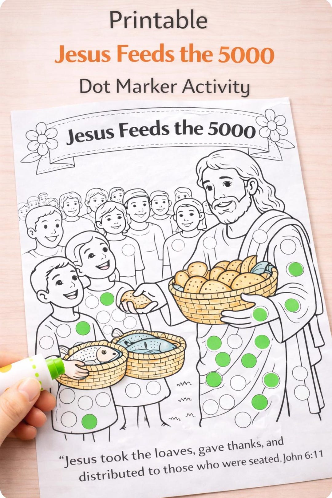 Jesus Feeds the 5000 Dot Printable | Bible Miracle Activity for Kids ...