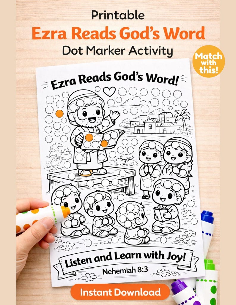 Jesus Heals Blind Man Dot Printable and Coloring Page | Sunday School ...