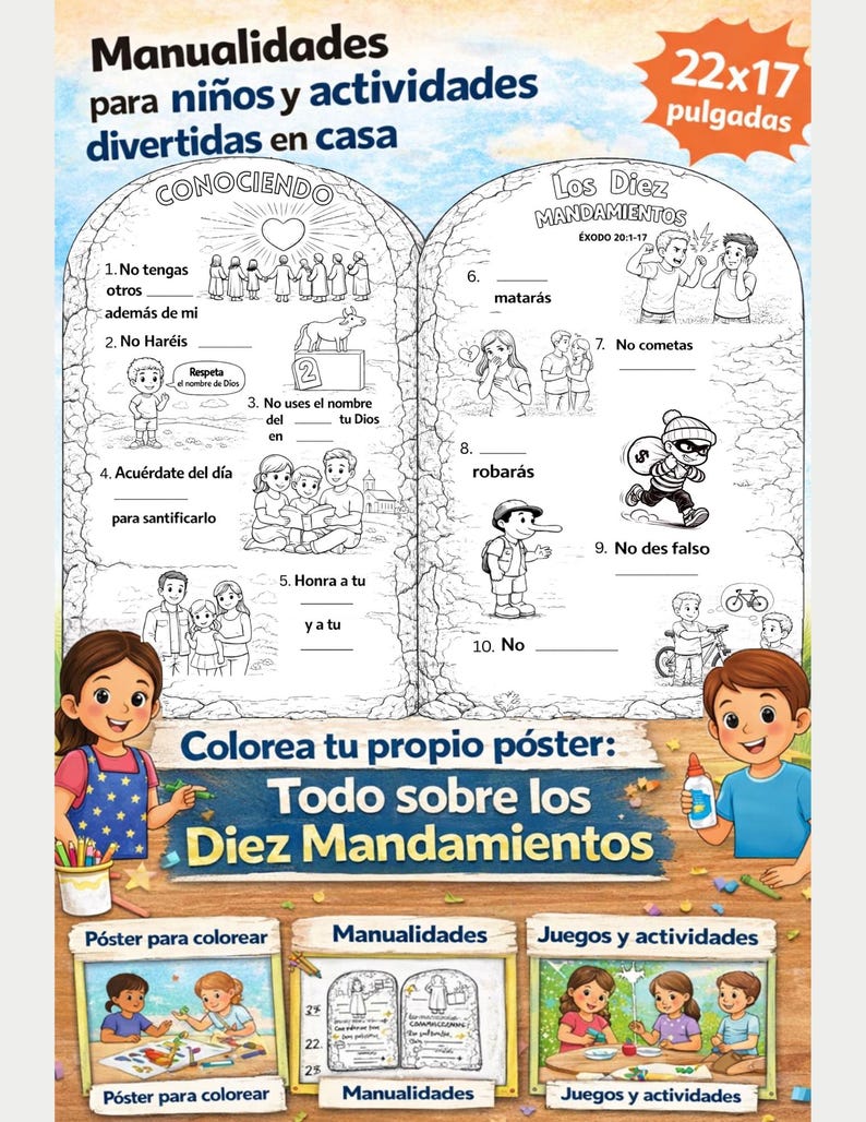 Colorea Tu Propio Póster “todo Sobre Los Diez Mandamientos ...