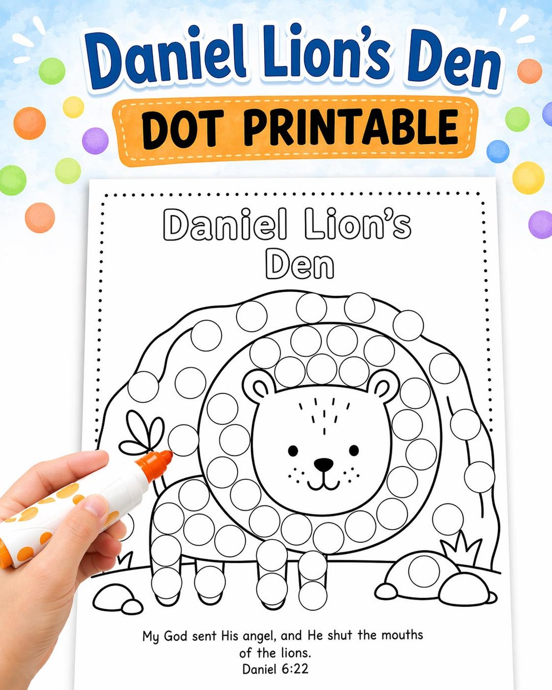 Daniel Lion's Den Dot Marker, Sunday School Church Craft - Etsy