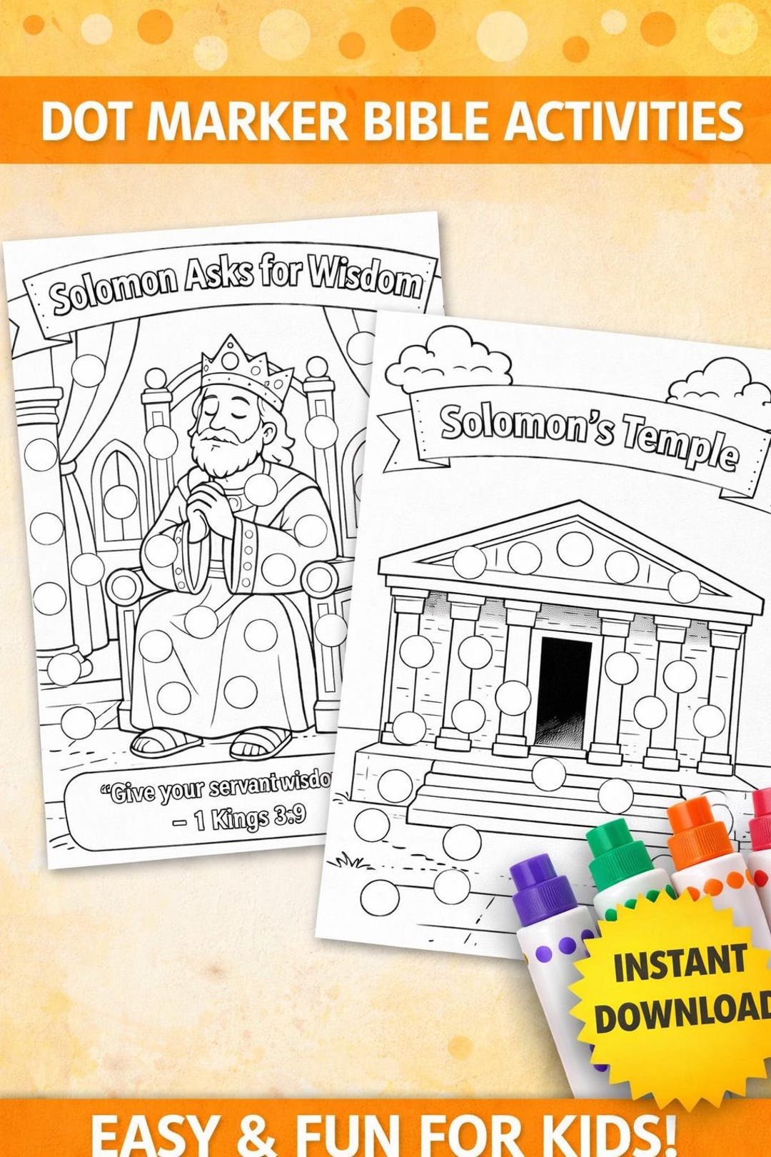King Solomon Dot Marker Printable | Sunday School Craft | Preschool Dot ...