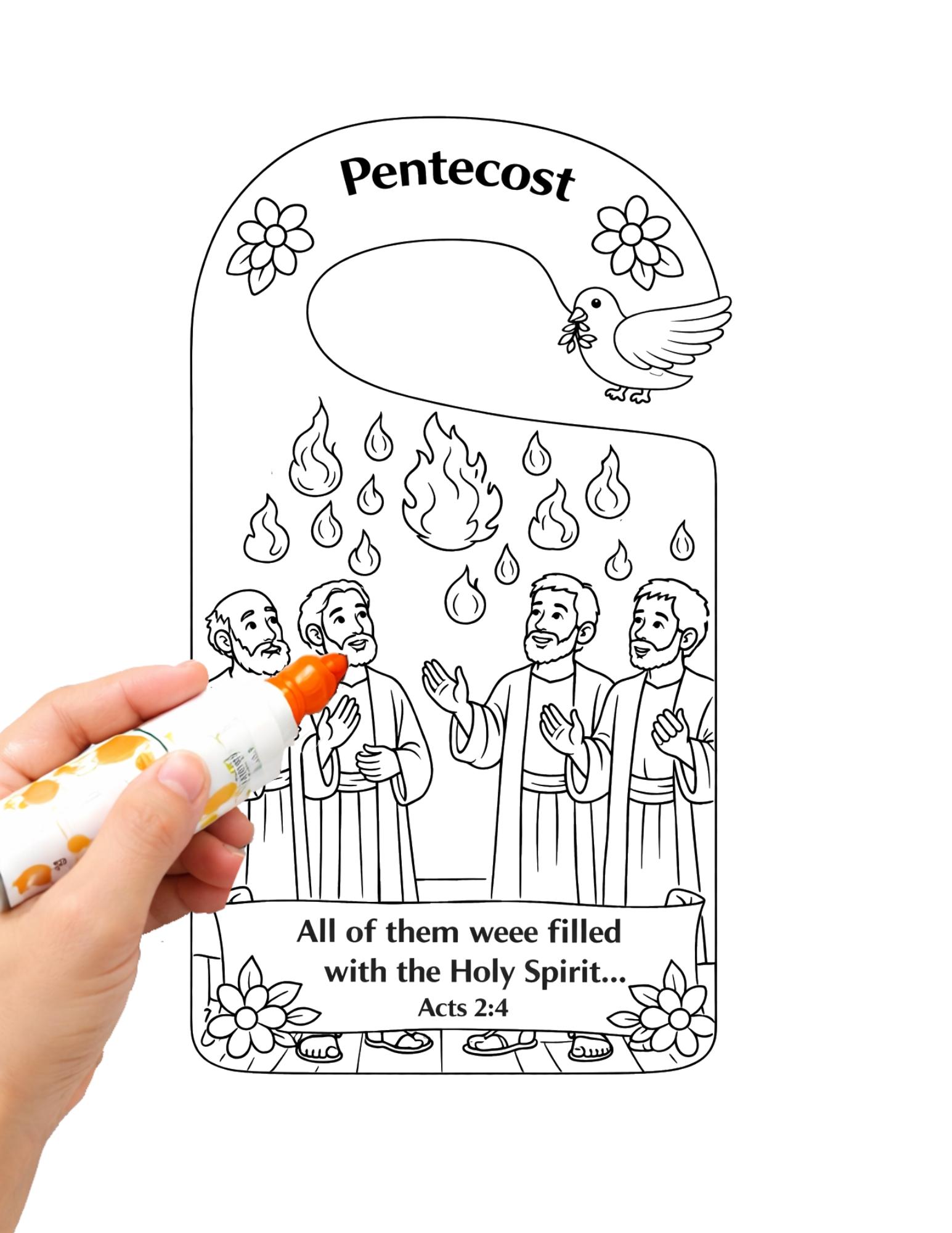 Pentecost Door Hanger Craft for Kids, Holy Spirit Bible Activity ...