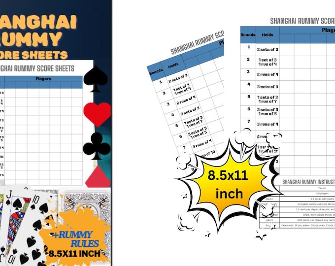 International Rummy Card Game Score Sheet 8 Players - Etsy