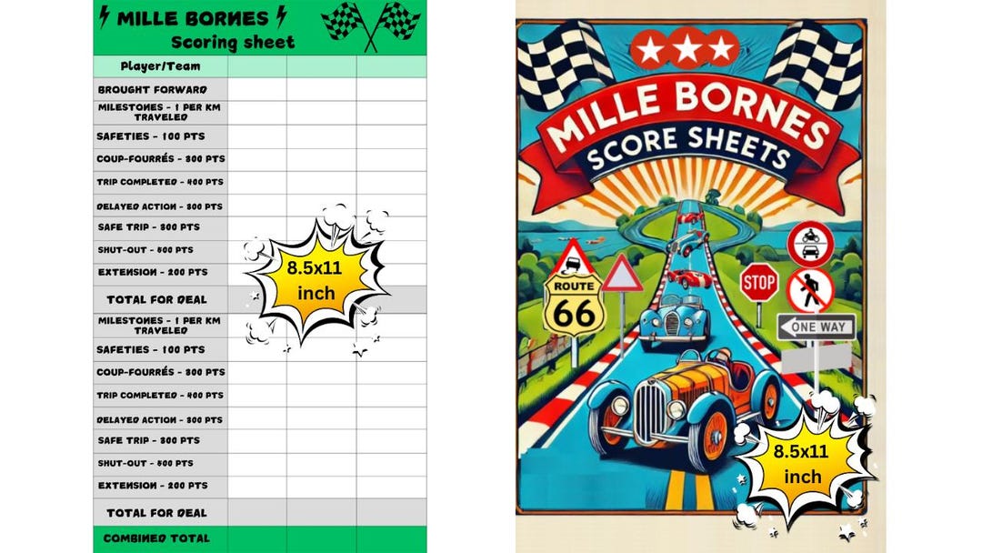 MILLE BORNES Score Sheets Bundle - Etsy