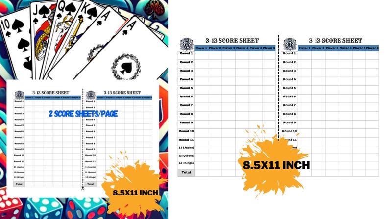 3-13 Game Score Sheet Printable (PDF) - 2 per Page - Etsy