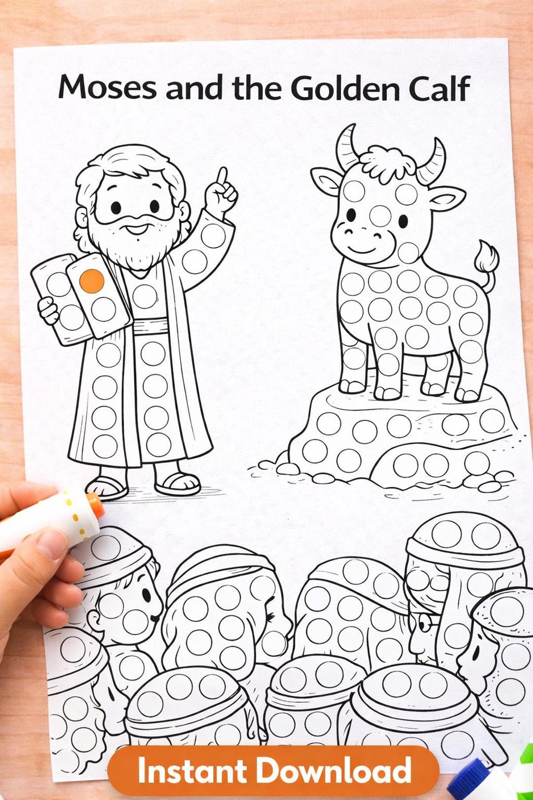 Moses Golden Calf Dot Printable| Bible Story Printable (PDF Download ...