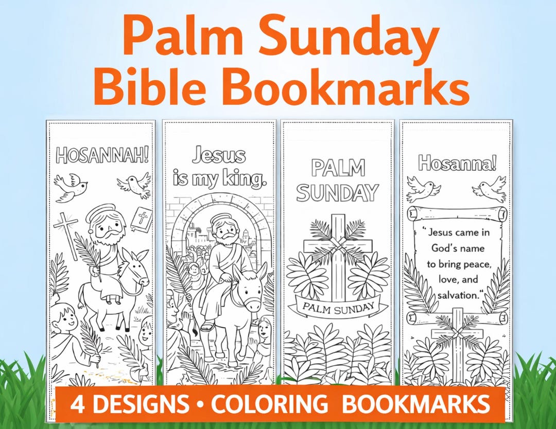 Palm Sunday Bible Bookmarks – Coloring Bookmarks for Kids (digital ...