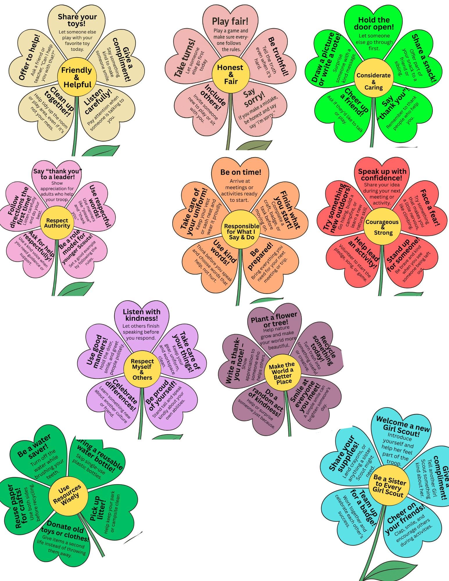 Daisy Petal Challenge | Girl Scout Law With Daisies | Activity Petals ...