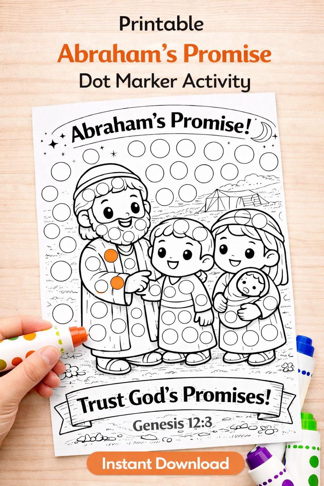 Abraham's Promise Dot Printable | Genesis 12:3 Bible Craft (digital ...