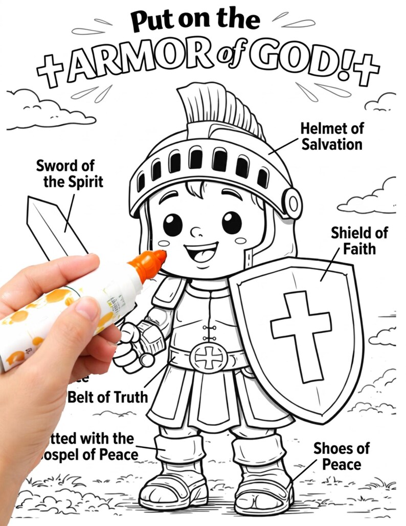 Armor of God Coloring Pages | Boy and Girl Knight Coloring Craft ...
