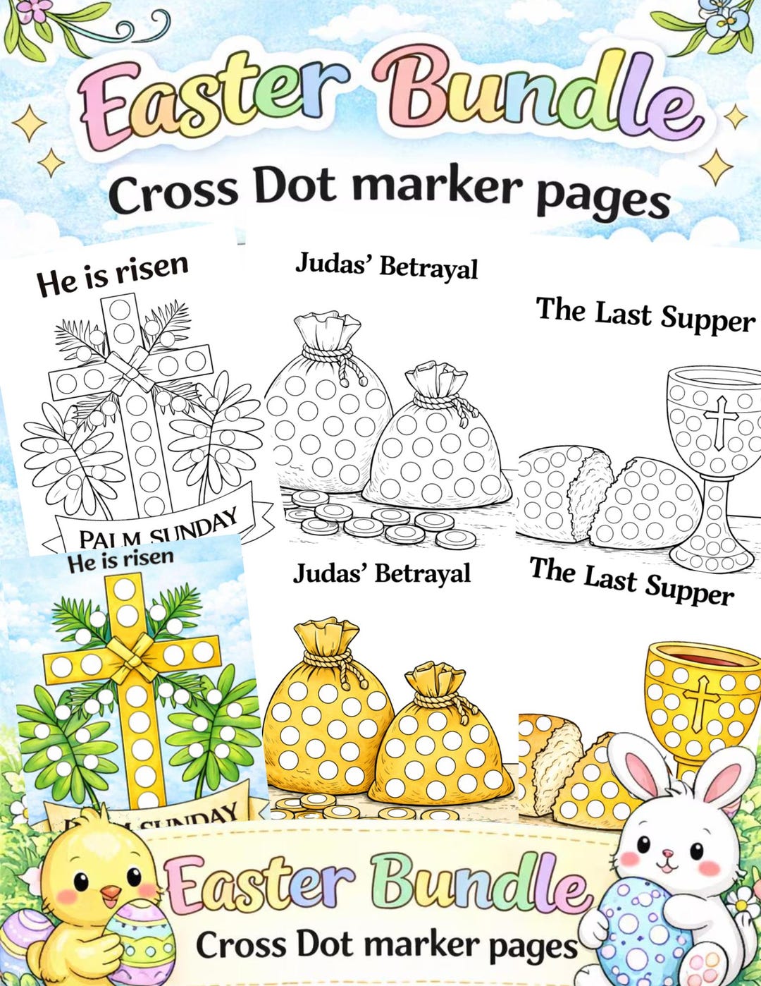 Easter Dot Printables |easter Dot Marker Pages Printable | Easter Cross ...