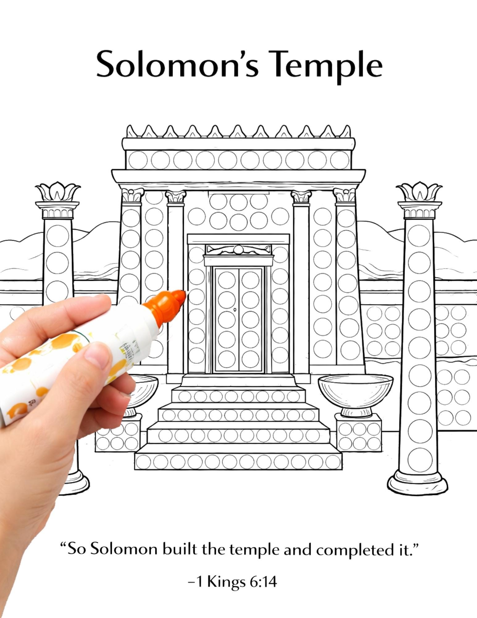 Solomon's Temple Do a Dot , Solomon Dot Marker , Bible Story Coloring ...