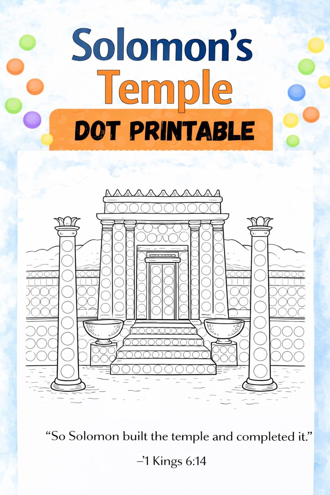 Solomon's Temple Do a Dot , Solomon Dot Marker , Bible Story Coloring ...